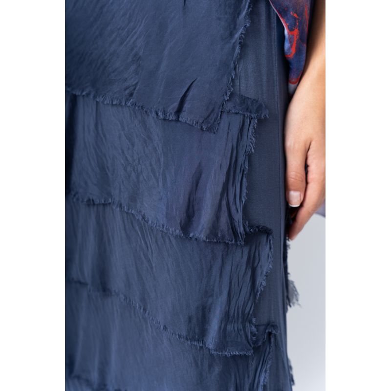 Silk Long Ruffle Skirt