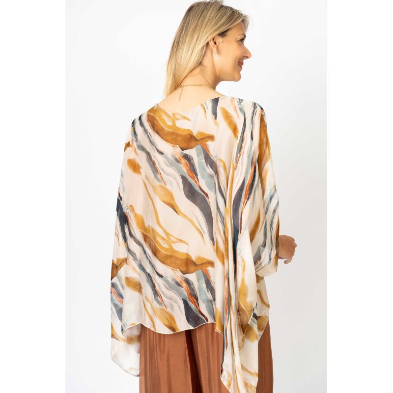 Abstract print silk Blouse