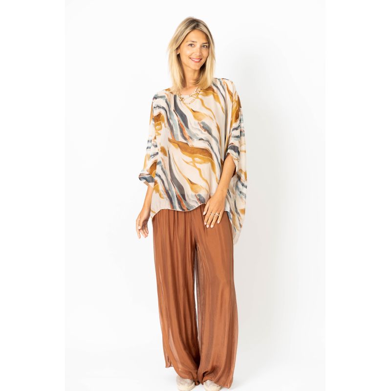 Abstract print silk Blouse