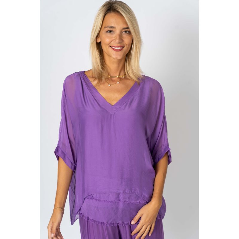 V-neck Ruffle hem Blouse