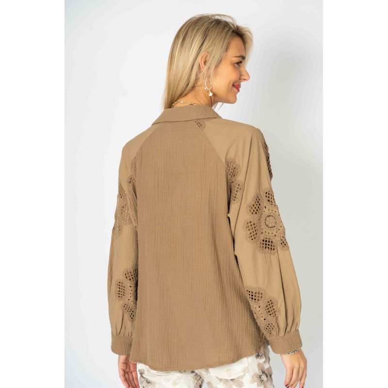 Blouse with Eyelet sleeves