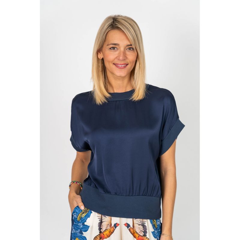 Ribbed knit trim Blouse