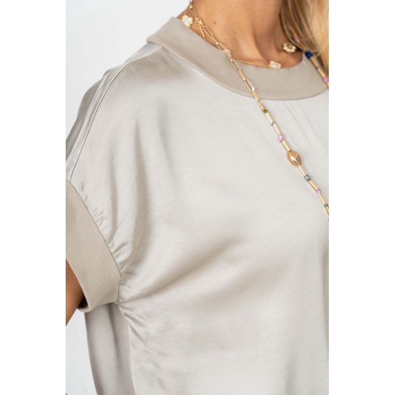 Ribbed knit trim Blouse